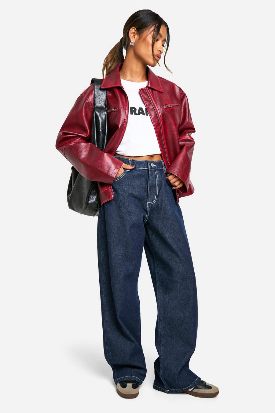 Contrast Stitch Raw Indigo Straight Leg Denim Jean | boohoo USA Contrast Stitch Raw Indigo Straight Leg Denim Jean | boohoo USA